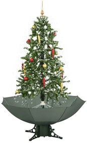 vidaXL Sněžící vánoční stromeček s deštníkovým stojanem zelený 170 cm