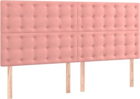 Box spring postel s matrací růžová 200x200 cm samet 3138108