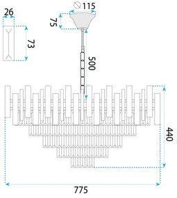Toolight Závěsné LED osvětlení Crystal Modern D6 G053-CP 80CM zlaté
