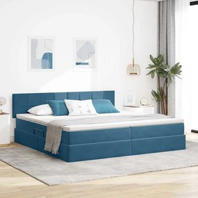 Postel s úložným prostorem Tmavě modrá 200 x 200 cm samet 3370783