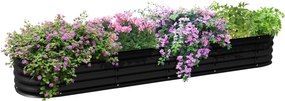 Modulární vyvýšený záhon z oceli Outsunny pro zeleninu, rostliny a květiny - 240 x 62 x 30 cm, černý
