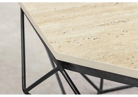 Massive home | Konferenční stolek DIAMOND 69 CM travertin černý podstavec
