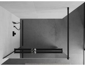 Mexen Kioto+ sprchová zástěna s poličkou a kolejnicí 70 x 200 cm, Zrcadlo 8 mm, Černá - 800-070-121-70-50