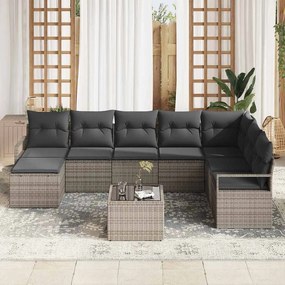 Set pohovek 9 ks Světle šedá polyratan 3355178