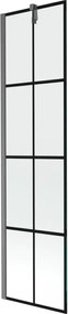 Mexen, Mexen Next parawan nawannowy 1-skrzydłowy 50 x 150 cm, czarny wzór, gun gray szczotkowany - 895-050-000-00-77-66
