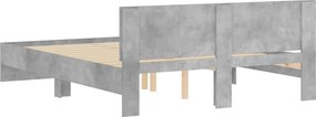 vidaXL Rám postele s čelem 140 x 190 cm Kompozitní dřevo [3207497] Barva: Betonová šedá