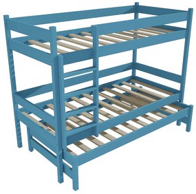 Vomaks Patrová postel s výsuvnou přistýlkou PPV 013 Rozměr: 90 x 180 cm, Barva: barva modrá, Prostor mezi lůžky: 80 cm