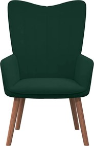 Relaxační křeslo se stoličkou tmavě zelené samet 327668