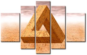Obraz Pyramida Ramzese (5-dílný) - 3D abstrakce v teplých barvách