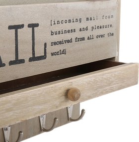Přírodní box na poštu na zeď s nápisem Mail - 38*30*11 cm