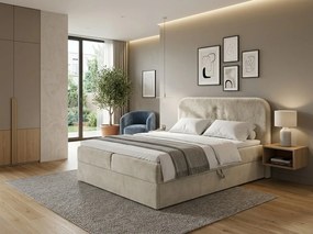 Čalouněná postel boxspring FORENA 180x200 cm krémová Matrace: Matrace Bonell pružinová