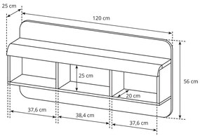 LINK s | závěsná police | 120 cm | sonoma