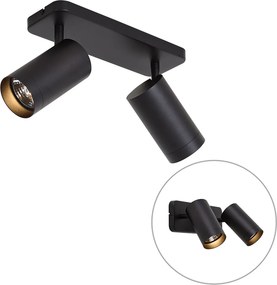 Moderní stropní svítidlo černé se 2 světly GU10 70mm - Jeana Luxe