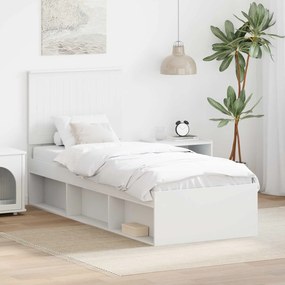 Rám postele s čelo Bílá 75 x 190 cm Masivní borové dřevo 3411073