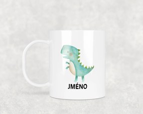 Domovi Plastový hrnek s vlastním jménem dinosaurus T-Rex 330ml Barva ucha a zevnitř: Bílá