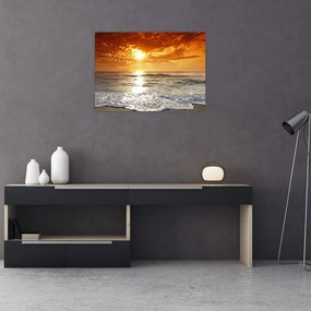 Skleněný obraz západ slunce na Korsice (70x50 cm)