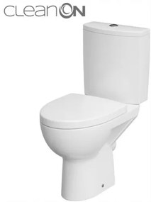 Cersanit Parva CleanOn, kombi wc se splachováním 3/5l, horizontální odtok, přívod vody z boku a antibakteriálním sedátkem z duroplastu, bílá, K27-063