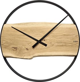 KUBRi 1005A - Obrovské 80 cm hodiny z masivního dubu s kovovým rámem