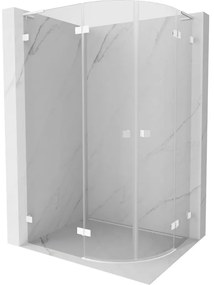 Mexen Lunar, L půlkruhový sprchový kout naklápěcí doleva 100 x 70 cm, 8mm čiré sklo, bílý profil, 833L-100L-070P-20-00