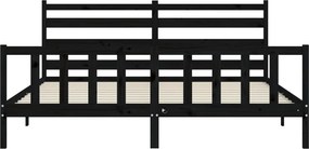 Rám postele s čelem černý 200 x 200 cm masivní dřevo 3192060