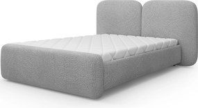 Postel Ollival 160x200 s kovovým roštem a úložným prostorem, šedé bouclé