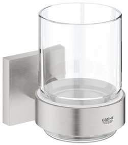 Grohe QuickFix Start Cube - Sklenka na kartáčky a pastu, s držákem, sklo/supersteel 41097DC0