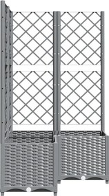 Zahradní truhlík s treláží světle šedý 80 x 80 x 136 cm PP 153276