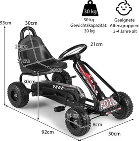 Costway Motokára s nastavitelným sedadlem a ruční brzdou, šlapací