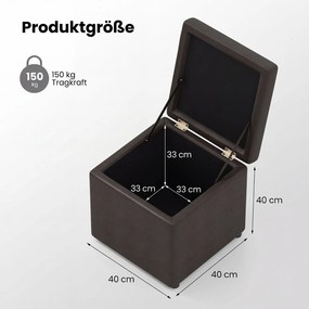 Costway Taburet s úložným prostorem Polstrovaná podnožka s šedým víkem