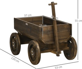 Zvýšený záhon Outsunny v designu dřevěného vozíku, dřevěná květinová bedna, rostlinný vozík, stojan na rostliny pro zahradu a terasu, nosnost až 50 k…
