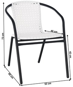 Zahradní židle BERGOLA — kov, plast, černá / bílá