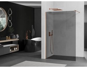 Mexen Kioto, sprchová zástěna Walk-In 120 x 200 cm, 8mm šedé sklo, měděný matný profil, 800-120-101-65-40