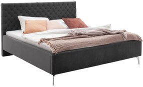 OnaDnes -20% Antracitově šedá sametová dvoulůžková postel Meise Möbel La Maison 160 x 200 cm s chromovanou podnoží