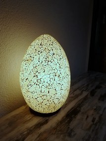 Stolní lampa bílá EGG, 33 cm,mozaiková,  ruční práce