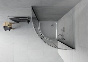 Mexen Rio, čtvrtkruhový sprchový kout s posuvnými dveřmi 70 x 70 cm, 5mm šedé sklo, chromový profil + bílá sprchová vanička, 863-070-070-01-40-4110