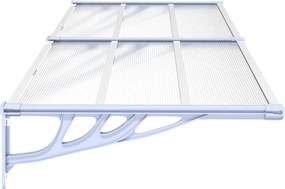Vchodová stříška šedá a průhledná 239 x 90 cm polykarbonát 153693