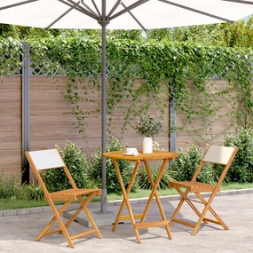 3dílný bistro set krémově bílý textil a masivní dřevo 3281844