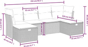 6dílná zahradní sedací souprava a podušky mix béžové polyratan 3263235