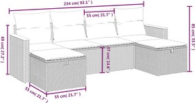 6dílná zahradní sedací souprava s poduškami černá polyratan 3265339