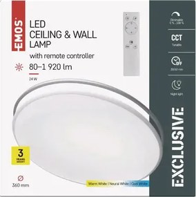 EMOS Přisazené LED svítidlo ZM5165 / kruh / 24 W / teplá-studená bílá