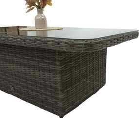 DEOKORK Ratanový stůl výsuvný jídelní/odkládací 150 x 80 cm MALIBU (šedá)