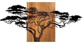 Wallexpert Dekorativní nástěnný dřevěný doplněk Acacia Tree - 329, Černá, Ořech