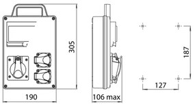 Zásuvková skříň ETI EDS4D 2/2 16 B IP44 2x230V 2x400V/16A/5p 001105824