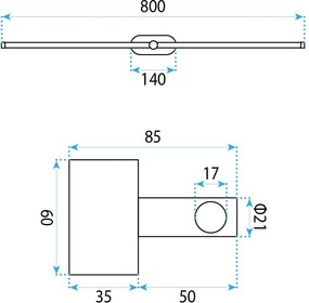 Toolight Toolight, LED nástěnné svítidlo 80cm, 13W, 4000K, 1000lm, APP1894-1W, zlatá matná, OSW-66049