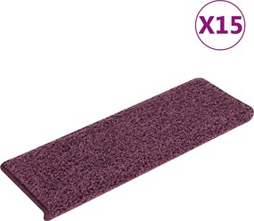 Schodové rohože 15 ks 65 x 21 x 4 cm tmavě fialové s obdélníkovým okrajem 326205