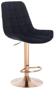 Velurová barová židle PARIS - černá na zlaté podstavě