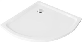 Mexen Flat polokulatá vanička do sprchového koutu slim 80 x 80 cm, Bílá, sifon Chromovaná - 41108080
