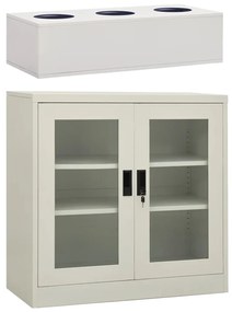 vidaXL Kancelářská skříň s květináčem světle šedá 90x40x113 cm ocel