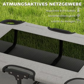 PawHut Vyvýšená Skládací Postel pro Psy - Outdoor Běžecká Postel s Prodyšným Síťovým Designem pro Malé a Střední Psy, Světle Šedá Oxford 75 x 51 x 18…