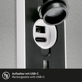 BRI 3787016 Lima LED venkovní nástěnné svítidlo, pohybové čidlo, soumrakový senzor, nabíjecí, bílé - BRILONER